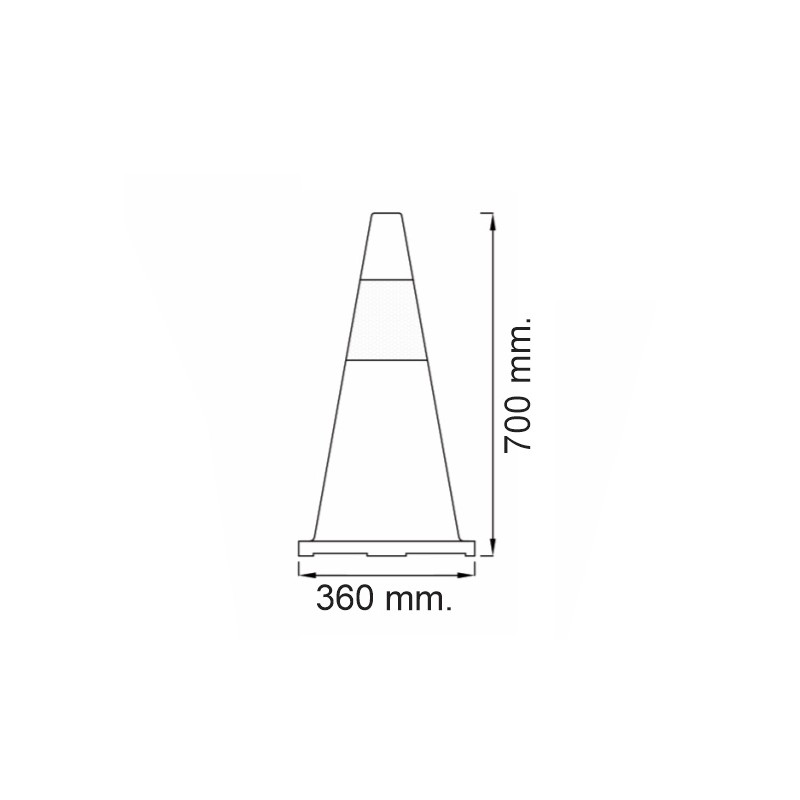 Cono naranja doble reflectante PVC 70x36 cm