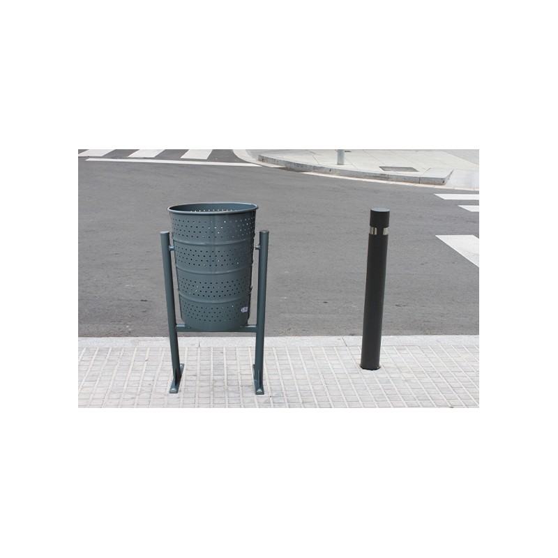 Papelera de Calle Circular de Hierro Gris